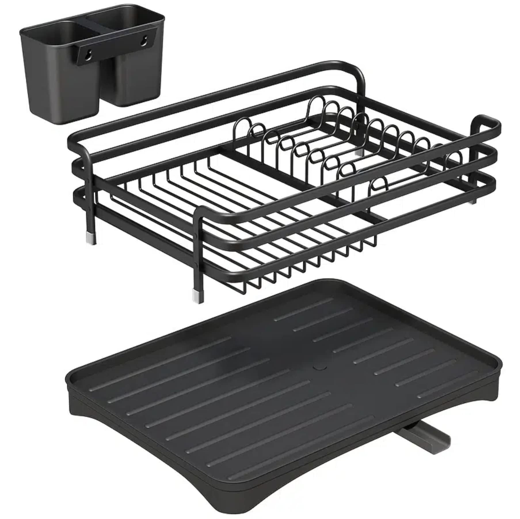 1pc Dish Drying Rack, Space-Saving Dish Rack, Dish Racks for Kitchen Counter, Durable Stainless Steel Kitchen Drying Rack with A Cutlery Holder, Drying Rack for Dishes, Knives, Spoons, and Forks