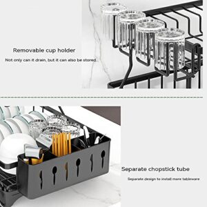 yagiya Dish Drying Rack，2-Tier Dish Racks for Kitchen Counter，Large Dish Rack with Knife case Cup Holder，Dish Drainer Organizer with Utensil Holder, Dish Drying Rack with Drain Board