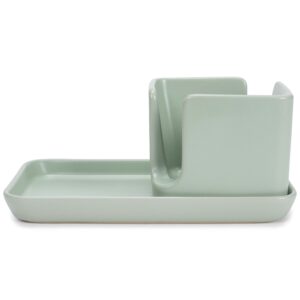 nat & jules kitchen & bathroom 8 x 4.5 ceramic sink caddy set of 2 - stylish household essentials for organization and storage for shower, mudroom, bath & kitchen counter sink, sage green