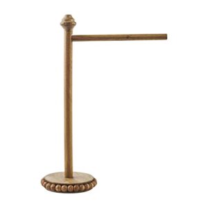 mud pie wood beaded towel holder, brown 16.5" x 9"