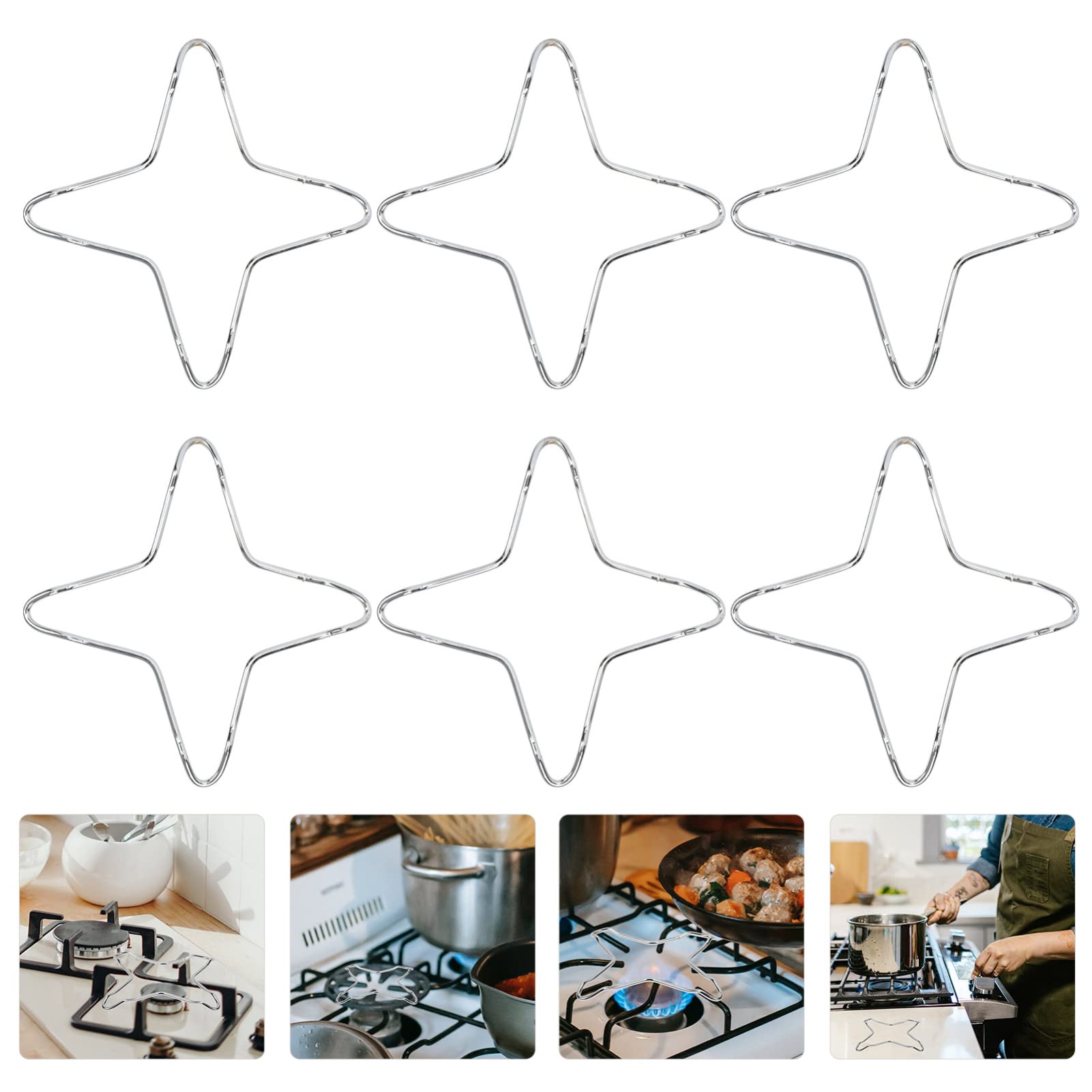 Yardwe 6pcs Coffee Stand Gas Ring Wok Rack Gas Stove Pot Rack Gas Burner Pot Gas Trivet Stove Holder Ring Trivet Pot Stand Gas Ring Reducer Wok for Electric Stove Iron Bracket Ring Round