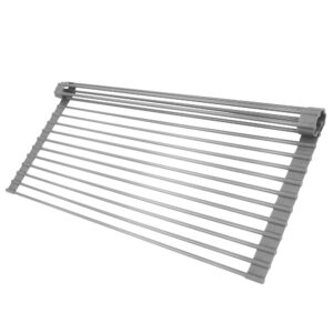 chef grids dish drying rack over the sink kitchen roll up sink drying rack portable dish rack dish drainer 20x12 (cool grey)