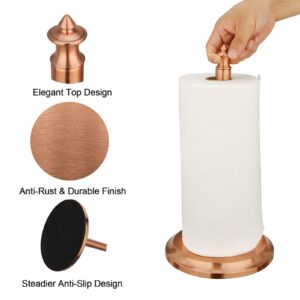 Paper Towel Holder Roll Dispenser Stand for Kitchen Countertop & Dining Room Table 14" Height (Copper)