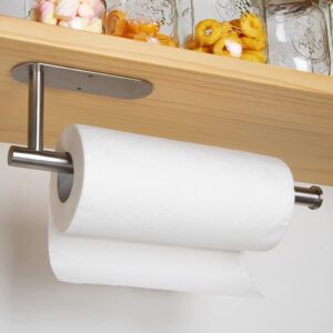 aisto paper towel holder wall mount under cabinet adhesive paper towel holder or wall drilling for home kitchen - sus304 stainless steel