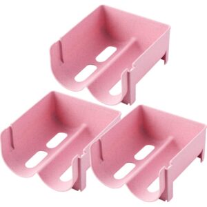 hemoton 3pcs refrigerator bottle storage rack wine and water bottle organizer stackable plastic wine rack beer can storage box holder for pantry countertop pink