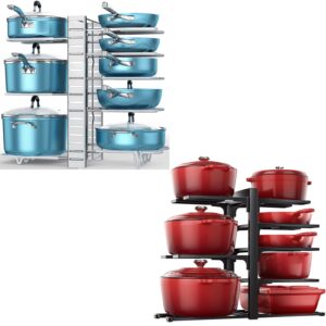 ordora pots and pans organizer for cabinet, 8-tier heavy duty 120lbs pots pans organizer rack under cabinet