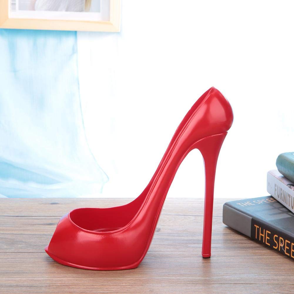 EBOXER Home High Heel Wine Bottle Holder 7.5 Inch Tall, Stylish Wine Bottle Holder Shoe High Heel Shaped for Bar Home and Decor, Red