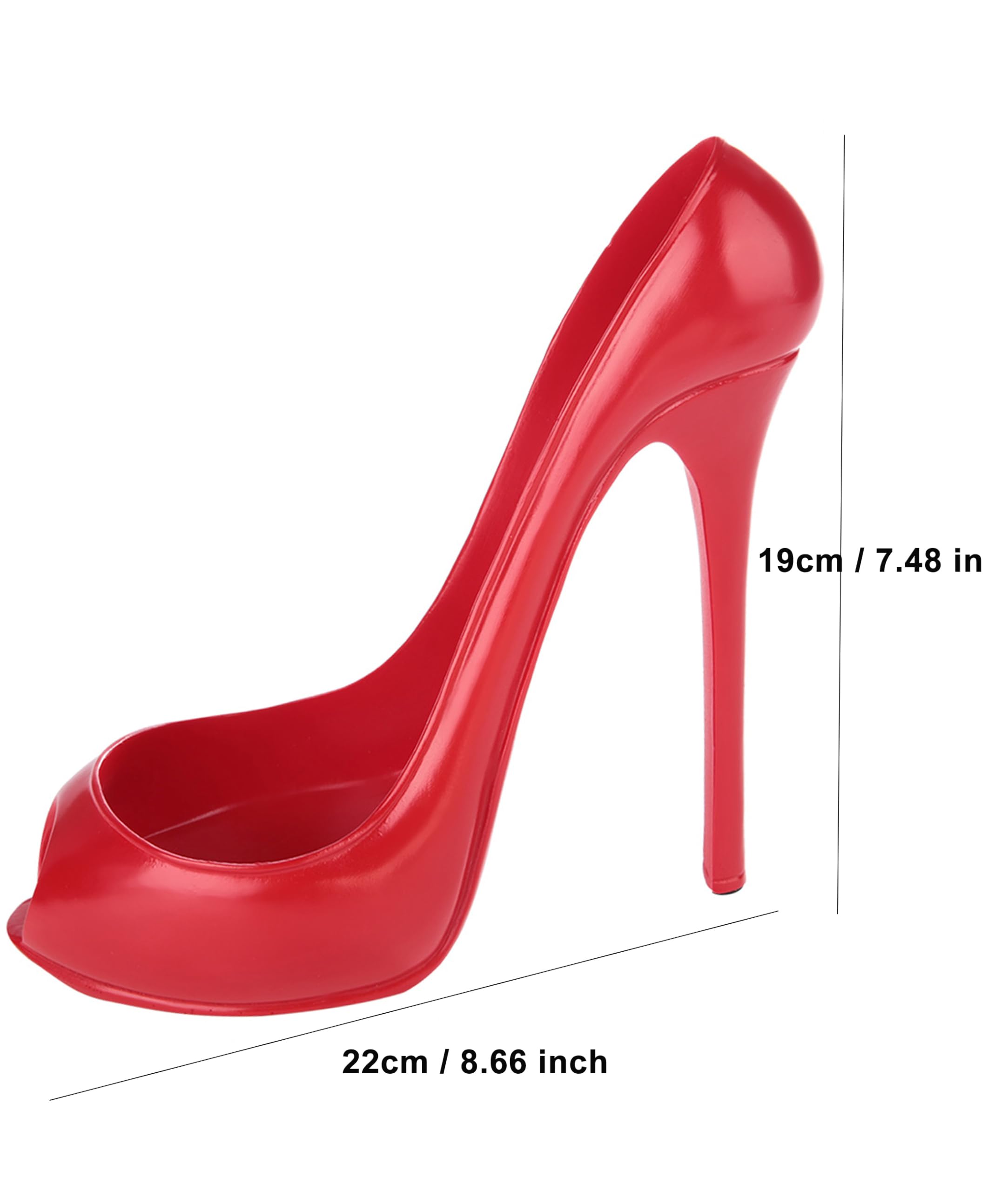 EBOXER Home High Heel Wine Bottle Holder 7.5 Inch Tall, Stylish Wine Bottle Holder Shoe High Heel Shaped for Bar Home and Decor, Red