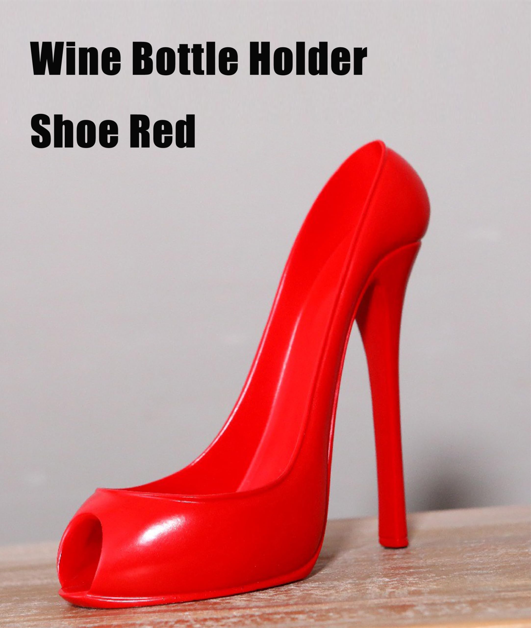 EBOXER Home High Heel Wine Bottle Holder 7.5 Inch Tall, Stylish Wine Bottle Holder Shoe High Heel Shaped for Bar Home and Decor, Red