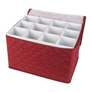 richards homewares china storage chest, for stemware upto 12-glass, quilted canvas-crimson