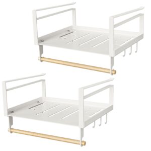 2 Packs Hanging Pull Out Drawer Basket,Lower Rack Basket, Slide Down Cabinet Storage Rack Basket, Space Saving Kitchen Counter, Sideboard, Under Desk, Bookshelf Closet,White