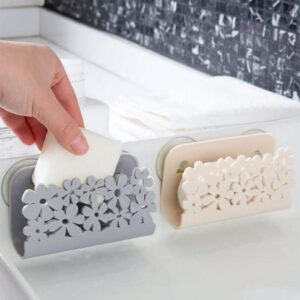 QTMY 2 Pack Sponge Holder, Kitchen Sink Storage Organizer, Sink Caddy Rust Proof, Water Proof & No Drilling,Gray and Beige