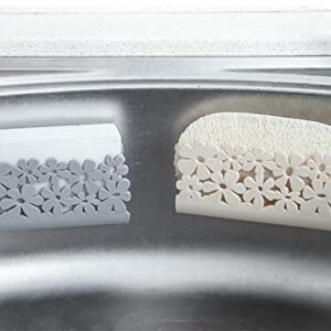 QTMY 2 Pack Sponge Holder, Kitchen Sink Storage Organizer, Sink Caddy Rust Proof, Water Proof & No Drilling,Gray and Beige