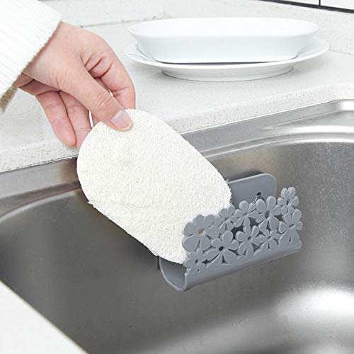 QTMY 2 Pack Sponge Holder, Kitchen Sink Storage Organizer, Sink Caddy Rust Proof, Water Proof & No Drilling,Gray and Beige