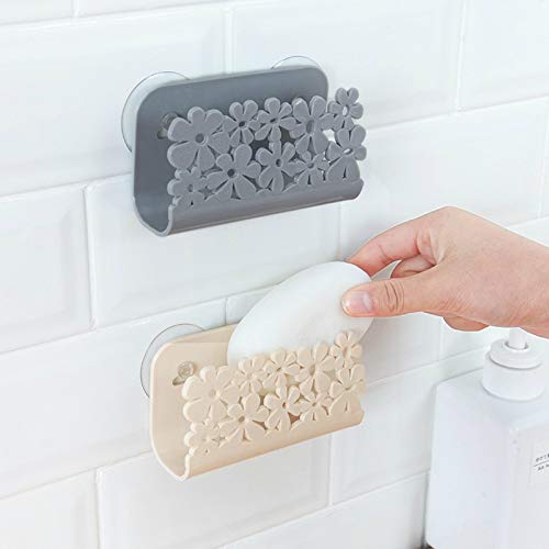 QTMY 2 Pack Sponge Holder, Kitchen Sink Storage Organizer, Sink Caddy Rust Proof, Water Proof & No Drilling,Gray and Beige