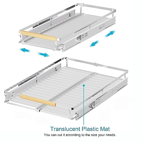 iPEGTOP 2 Pack Pull Out Cabinet Drawer Shelf Organizer, Extendable Sliding Slide Out Pantry Shelves Storage Heavy Duty for Kitchen Cabinets Under Sink, Adjustable Width 12.1~18.4" W x 22.5" D