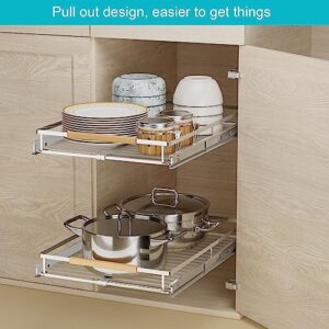 iPEGTOP 2 Pack Pull Out Cabinet Drawer Shelf Organizer, Extendable Sliding Slide Out Pantry Shelves Storage Heavy Duty for Kitchen Cabinets Under Sink, Adjustable Width 12.1~18.4" W x 22.5" D