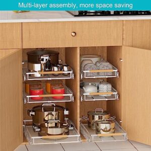 iPEGTOP 2 Pack Pull Out Cabinet Drawer Shelf Organizer, Extendable Sliding Slide Out Pantry Shelves Storage Heavy Duty for Kitchen Cabinets Under Sink, Adjustable Width 12.1~18.4" W x 22.5" D