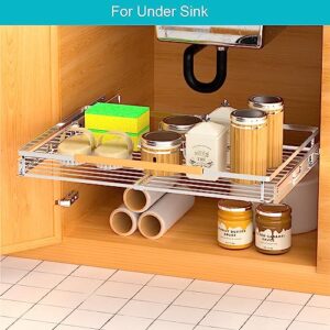 iPEGTOP 2 Pack Pull Out Cabinet Drawer Shelf Organizer, Extendable Sliding Slide Out Pantry Shelves Storage Heavy Duty for Kitchen Cabinets Under Sink, Adjustable Width 12.1~18.4" W x 22.5" D