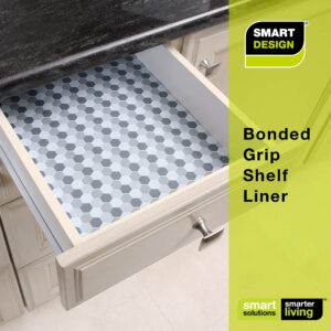 Smart Design Bonded Grip Shelf Liner - 12 Inch x 10 Feet - Non Adhesive, Strong Grip Bottom, Easy Clean Kitchen Drawer, Cabinet, Cupboard Dresser Protector Cover, Non Slip Rubber Mat - Fleur Gris