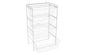 closetmaid wire basket 4 drawer organizer unit with shelf for pantry, closet, clothes, linens, sturdy steel, easy assembly, white