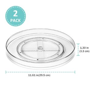 Puricon 2 Pack Lazy Susan Clear Organizer for Cabinet Pantry Storage, Rotating Tray for Fridge Bathroom Living Room Kitchen Spice Rack Organization, Acrylic Turntable for Cosmetics Perfumes, 11.5 in