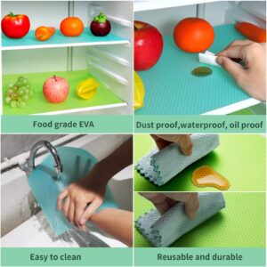 ISEAINNO 14 Pcs Refrigerator Liners for Shelves and Drawers Washable and Nonslip,EVA Refrigerator Mats,DIY Size by Cutting,Multiuse for Kitchen Cabinets,Drawer,Table Placemats (14Pack(17.7"×11.6"))