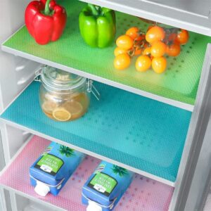 4pcs fridge liners, waterproof washable shelf liner, slip resistant, slows spills, refrigerator drawer,mat for glass shelves, fits fruit drawers, refrigerator liners drawer table placemats