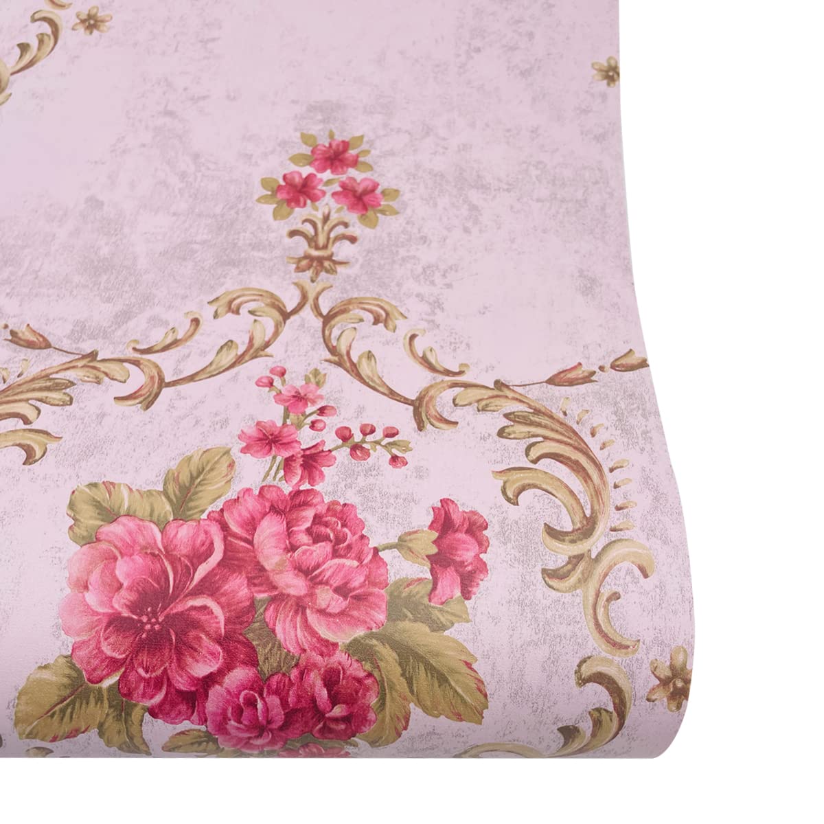 Yifasy Shelf Liner Pink Royal Floral Peel & Stick Dresser Drawer Wall Paper Furniture Refurbished Sticker Waterproof 118x17.7 Inch