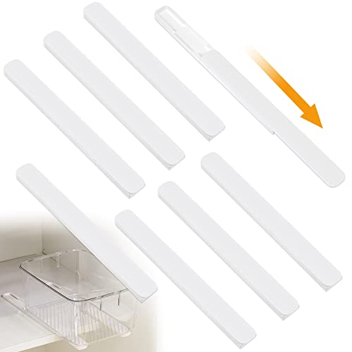 Marsui 8 Pieces Pull Out Shelves Rail for Baskets and Cabinet Plastic Drawer Slides White DIY Drawer Track for Storage Bins Organization Accessories Kitchen Cabinet Pantry Dresser