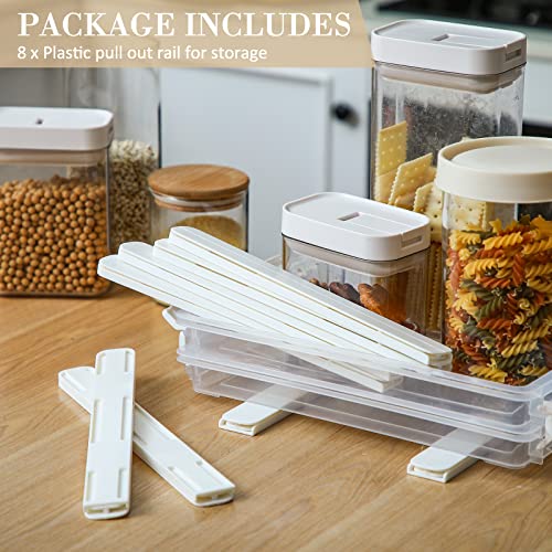 Marsui 8 Pieces Pull Out Shelves Rail for Baskets and Cabinet Plastic Drawer Slides White DIY Drawer Track for Storage Bins Organization Accessories Kitchen Cabinet Pantry Dresser