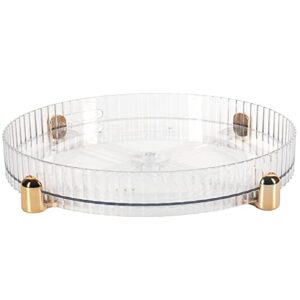 yql lazy susan turntable, makeup perfume organizer 360 degree rotating 11inch clear turntable organizer for cabinet with gold non-slip base