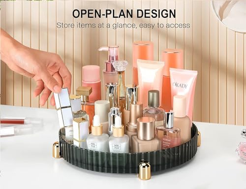 ROWNYEON 360 Rotating Makeup Organizer 1 Tier skincare organizers Bathroom Organizer Perfume Organizer Spinning Cosmetics Organizer for Vanity，Cabinets, Pantry, Fridge, Kitchen