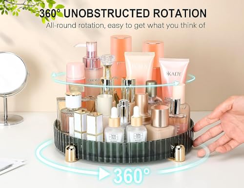 ROWNYEON 360 Rotating Makeup Organizer 1 Tier skincare organizers Bathroom Organizer Perfume Organizer Spinning Cosmetics Organizer for Vanity，Cabinets, Pantry, Fridge, Kitchen