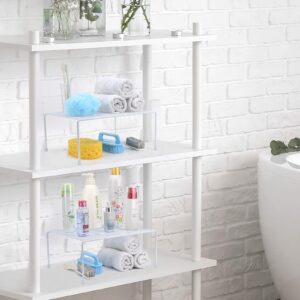 Set of 2 Mesh Kitchen Shelves Cabinet Storage Shelf Rack (13.1 x 10.2 Inch) ，Kitchen Bathroom Pantry Cupboard Desk Home Office, Fridge, Cabinet, Bathroom Cupboard, Non-Slip Plastic Feet (2, White)