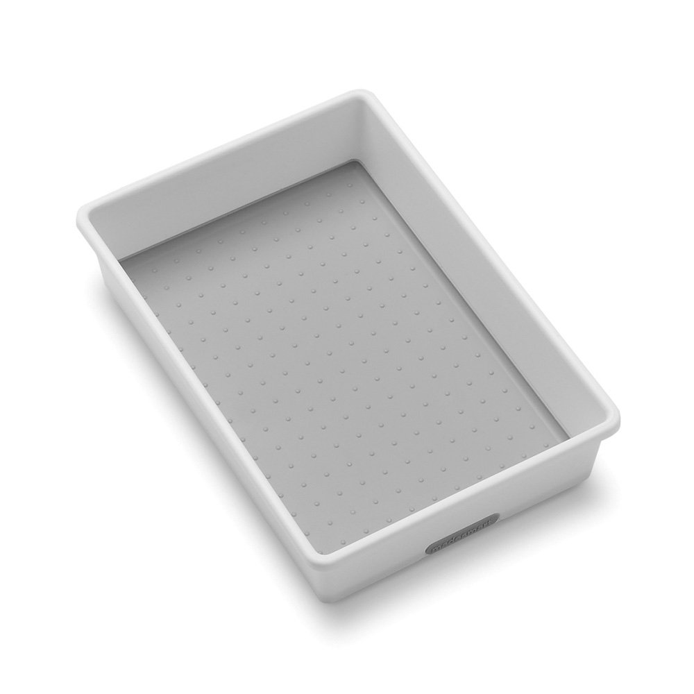 madesmart Classic Mini Silverware Tray - White & Classic 9.75" x 6.75" Bin - White | CLASSIC COLLECTION | Soft-grip Lining and Non-slip Rubber Feet | BPA-Free