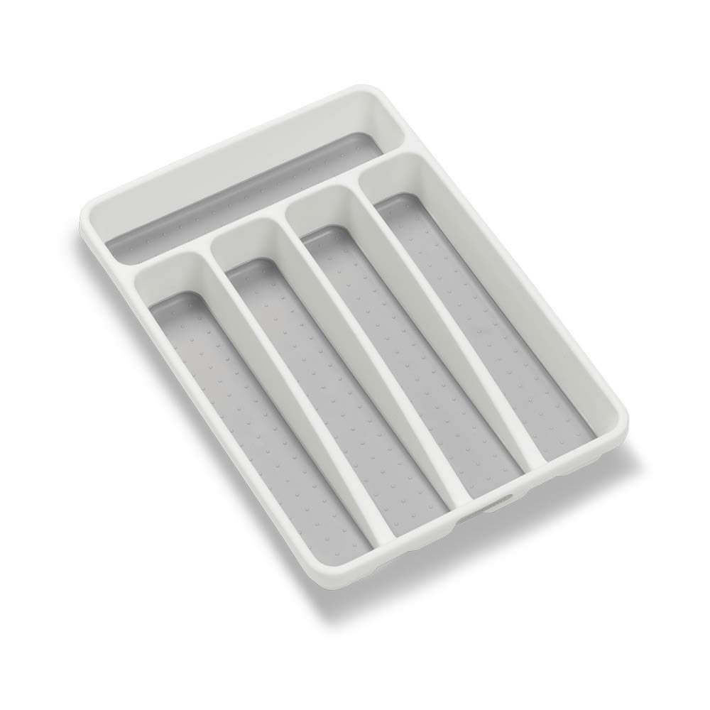 madesmart Classic Mini Silverware Tray - White & Classic 9.75" x 6.75" Bin - White | CLASSIC COLLECTION | Soft-grip Lining and Non-slip Rubber Feet | BPA-Free