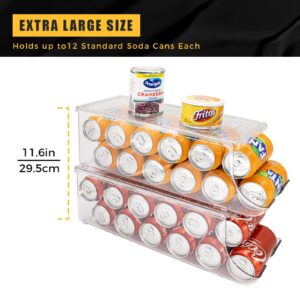 SCAVATA 4 Pack Soda Can Organizer & Skinny Can Organizer for Refrigerator