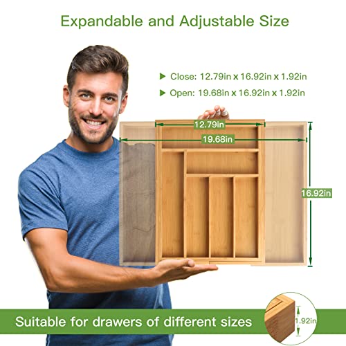 Pipishell Bamboo Expandable Drawer Organizer with End Tables