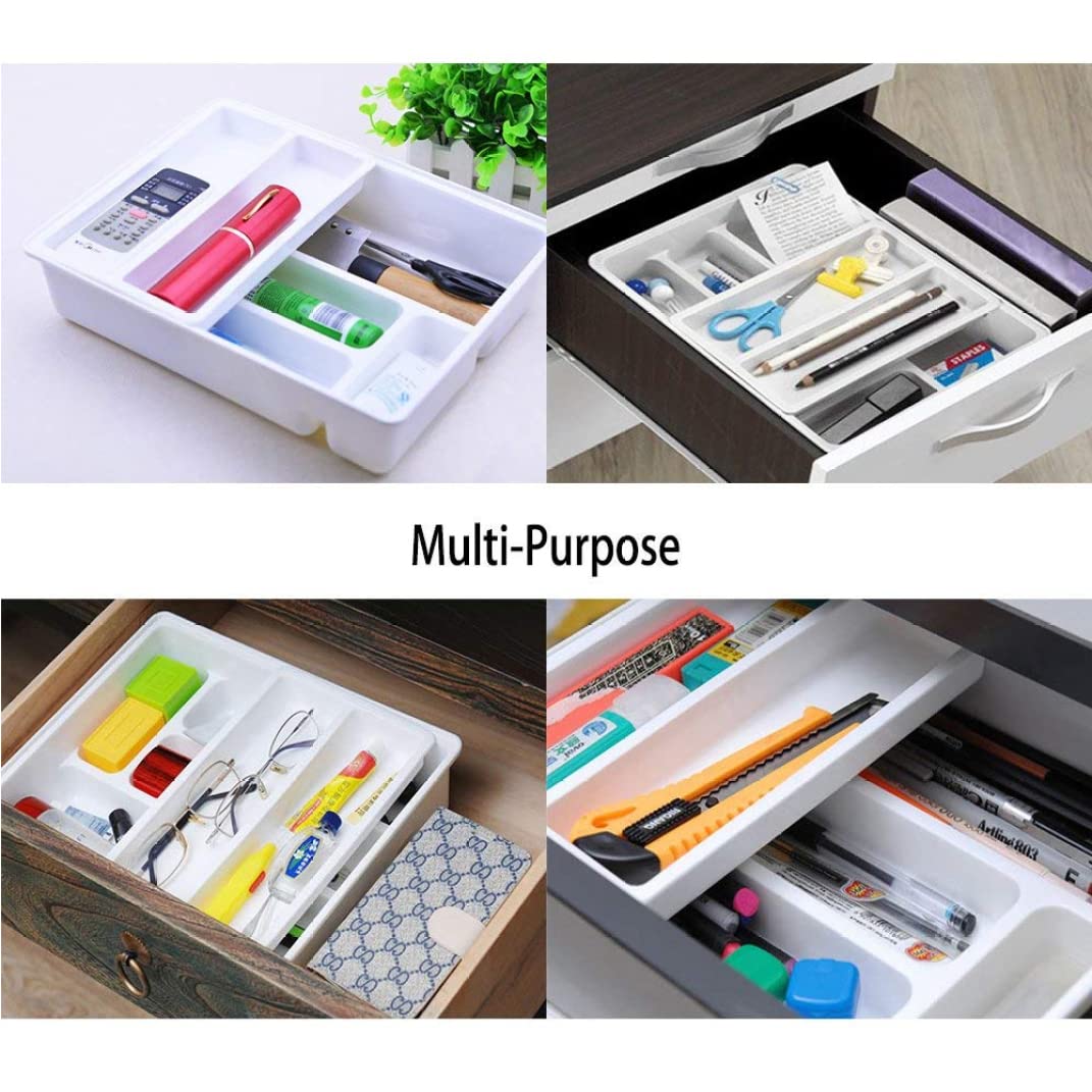 Muzrunq Drawer Storage Box Kitchen Drawer Dividers Cutlery Tray Sliding Plastic Drawer Organizer for Utensils 2-Tier.