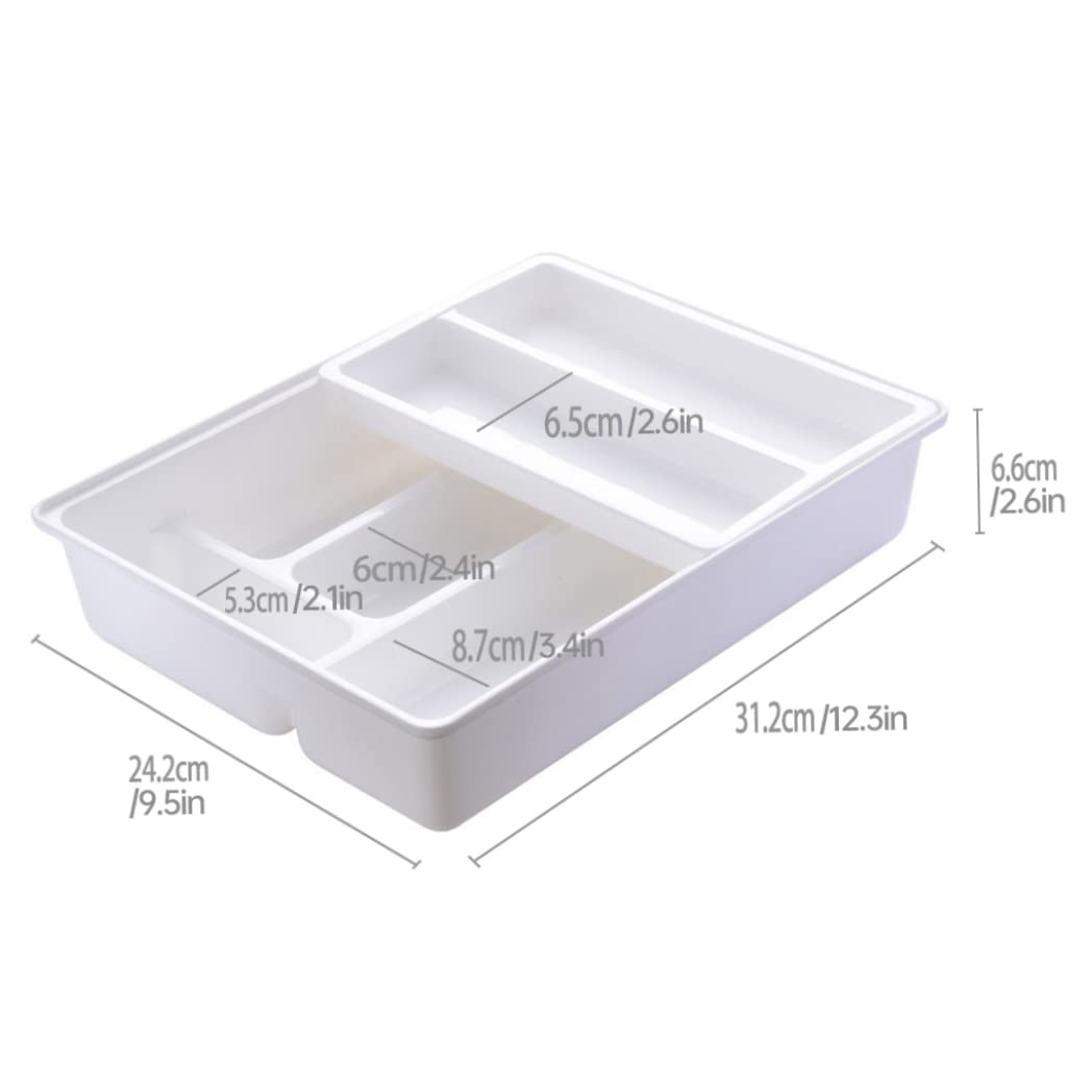 Muzrunq Drawer Storage Box Kitchen Drawer Dividers Cutlery Tray Sliding Plastic Drawer Organizer for Utensils 2-Tier.