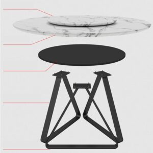 LAKIQ Marble Round Dining Table with Lazy Susan Modern Round Pedestal Dining Table Nordic Kitchen Dining Room Table with 3 Legs for Small Space-Table Only (White Lazy Susan,59.1"L x 59.1"W x 29.5"H)