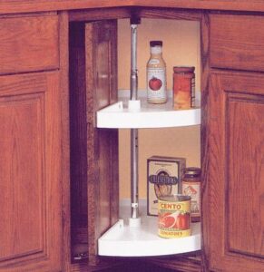 knape & vogt kv lazy susan pie cut door mounted 2 polymer shelves 24" (set) white