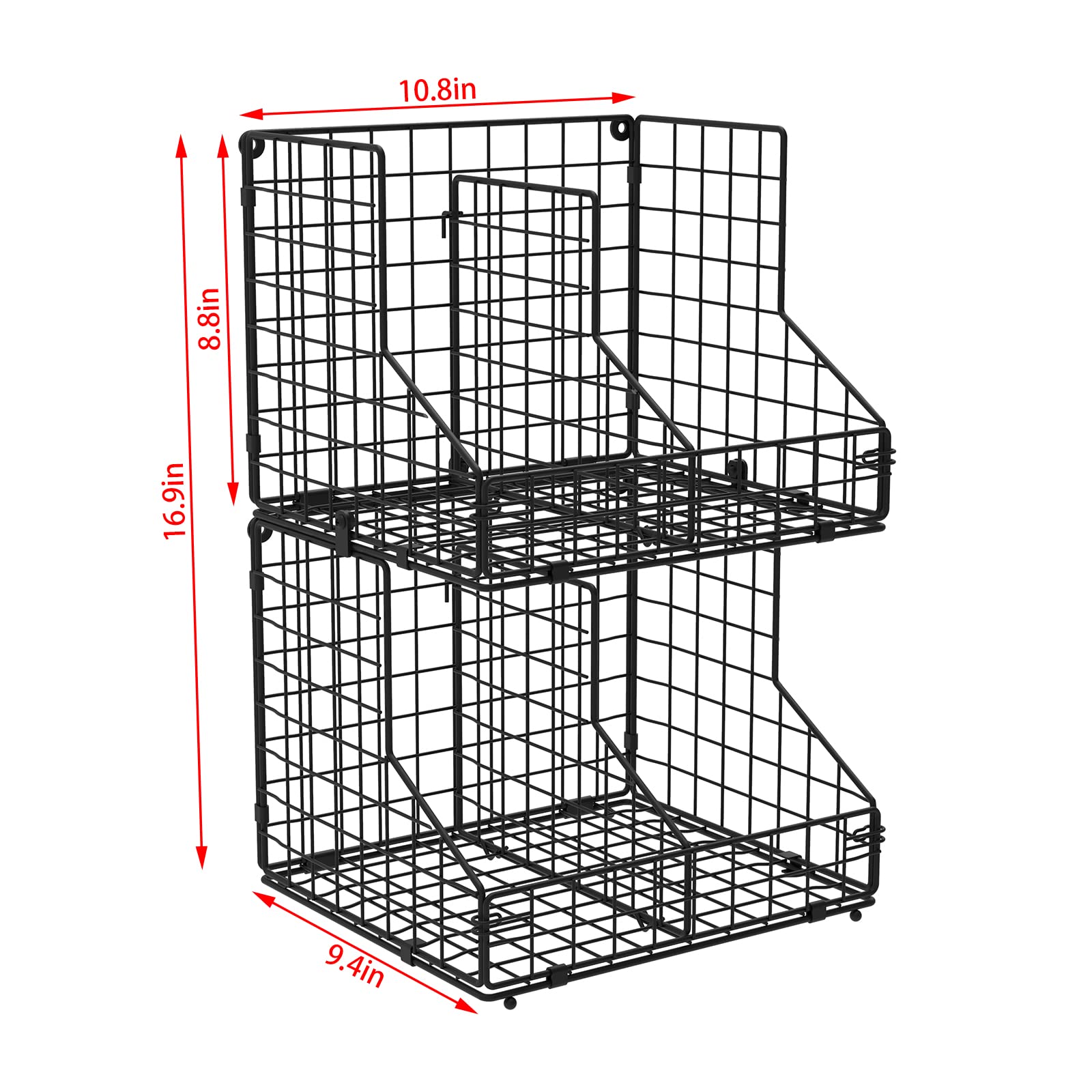 Stackable Can Rack Organizer, Strong Stable Adjustable Can Dispensers, Up to storage 28 cans, Beverage Soda Can Storage Organizer Basket with Removable Dividers,Black