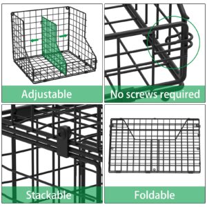 Stackable Can Rack Organizer, Strong Stable Adjustable Can Dispensers, Up to storage 28 cans, Beverage Soda Can Storage Organizer Basket with Removable Dividers,Black