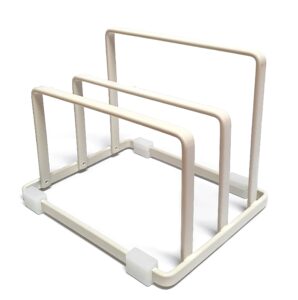 lenith cutting board rack chopping board organizer stand holder kitchen countertop pots pan lids rack organizer (small_cream color)