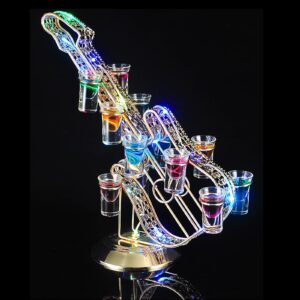 E-Greetshopping LED Champagne Wine Cup Holder,Guitar Shaped LED Lighted Bar Liquor Cocktail Shelve,Wine Glass Holder Display for Wedding Anniversary Graduation Birthday (without Cups)