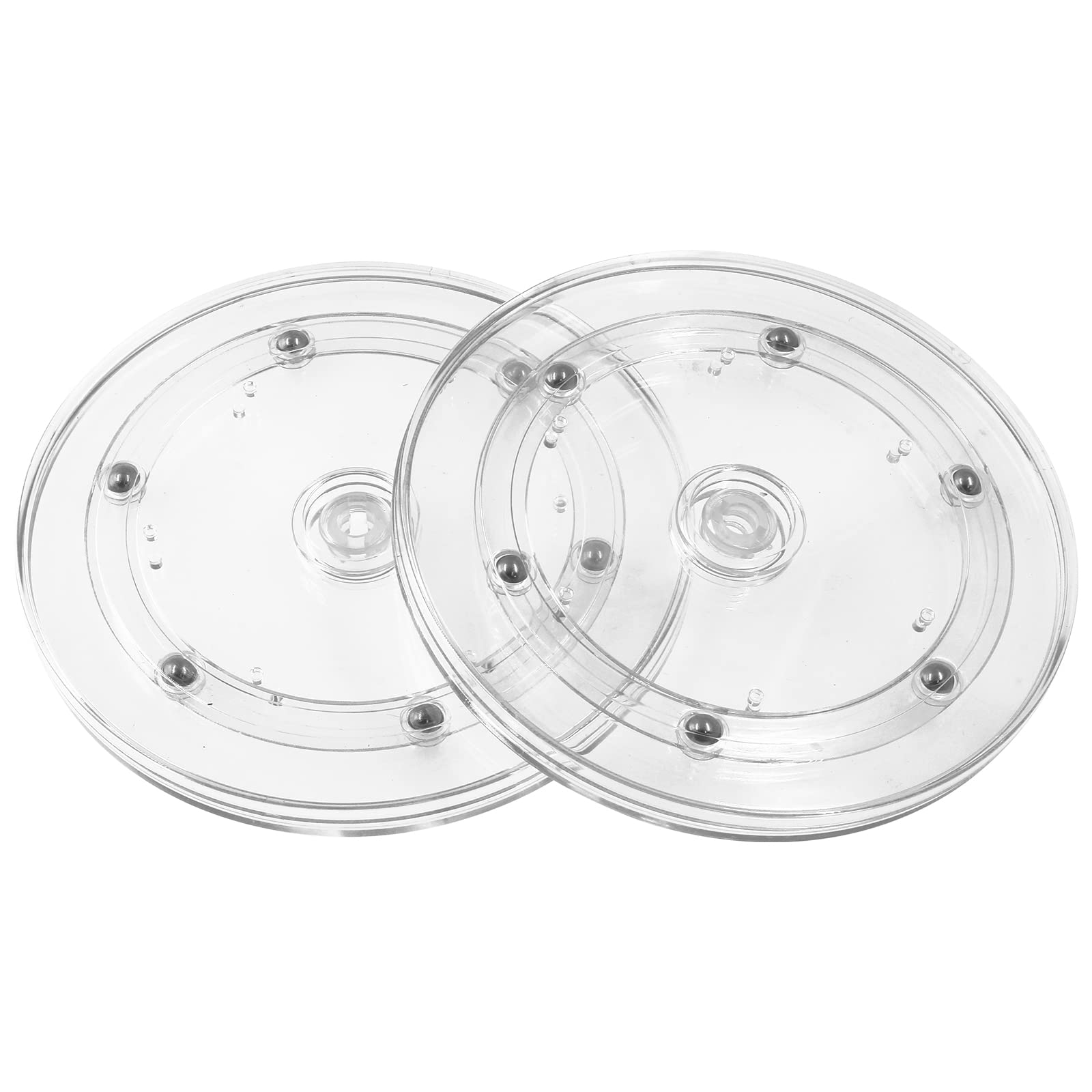 Piutouyar Plastic Turntable Bearings Hardware, 6 Inch / 150mm Plastic Acrylic Clear Turntable Organizer for Kitchen Spice Rack Table Cake,(2 Pack)