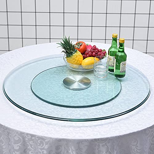 Lazy Susan Turntable for Kitchen - 24" 36" 40" Transparent Rotating Round Turntable with Auxiliary Wheel Design, 360 Degree Swivel Dining Table Serving Tray, Aluminum Alloy (Size : 60cm/23.6in)