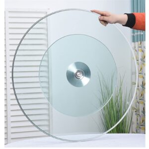 Lazy Susan Turntable for Kitchen - 24" 36" 40" Transparent Rotating Round Turntable with Auxiliary Wheel Design, 360 Degree Swivel Dining Table Serving Tray, Aluminum Alloy (Size : 60cm/23.6in)